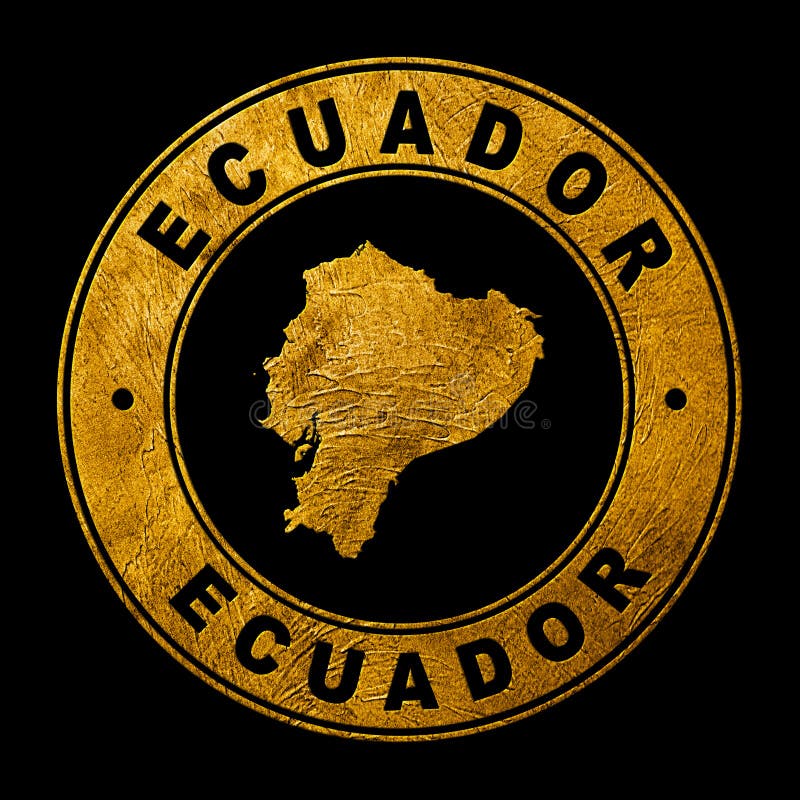 Gold Emblem of Ecuador Map stock illustration. Illustration of golden ...