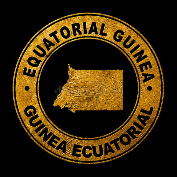 Gold Emblem of Equatorial Guinea Map Stock Illustration - Illustration ...