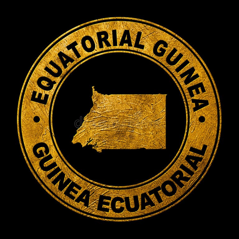 Gold Emblem of Equatorial Guinea Map Stock Illustration - Illustration ...