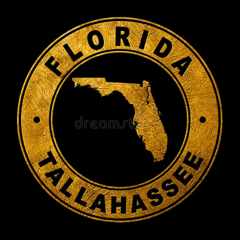 Gold Emblem of Florida Map stock illustration. Illustration of liberty ...