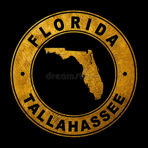 Gold Emblem of Florida Map stock illustration. Illustration of liberty ...
