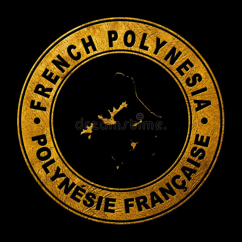 Gold Emblem of French Polynesia Map Stock Illustration - Illustration ...