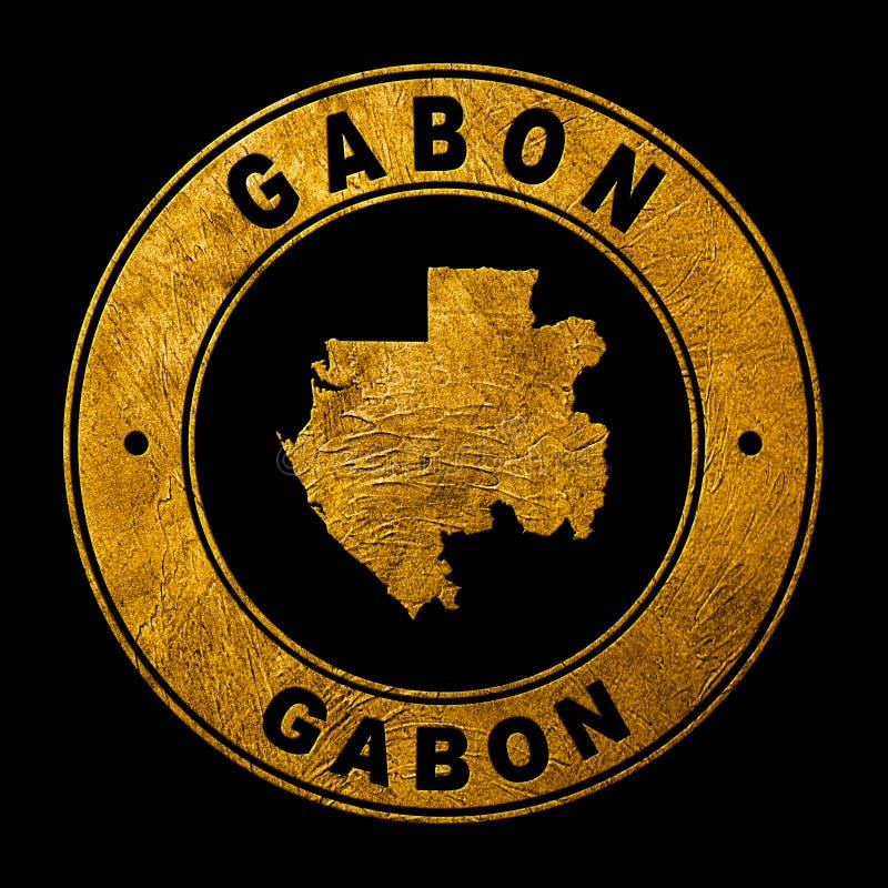 Gold Emblem of Gabon Map stock illustration. Illustration of insignia ...