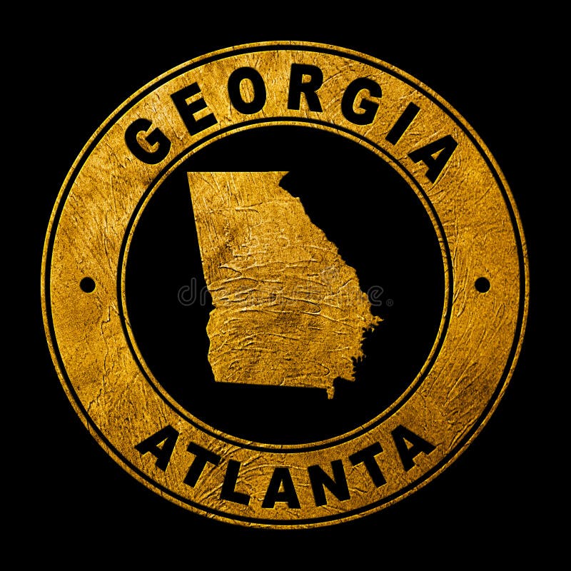 Gold Emblem of Georgia Map stock illustration. Illustration of american ...