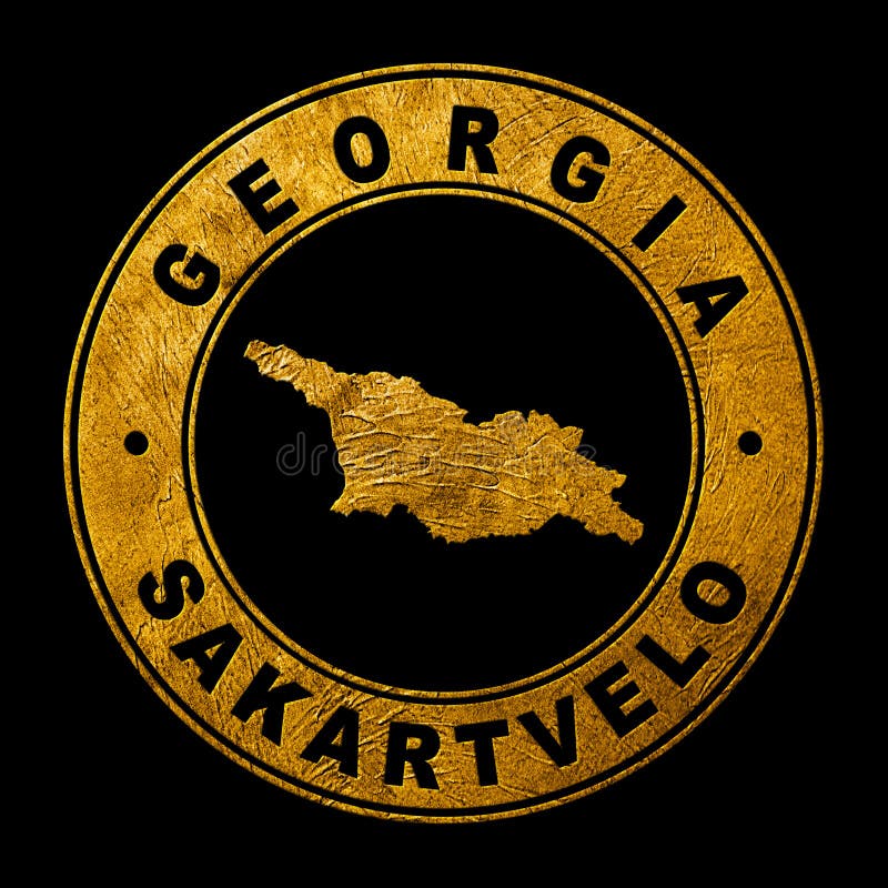 Gold Emblem of Georgia Map stock illustration. Illustration of wealth ...