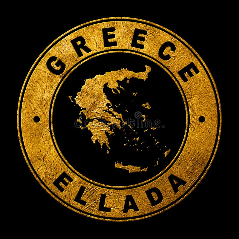 Gold Emblem of Greece Map stock illustration. Illustration of insignia ...