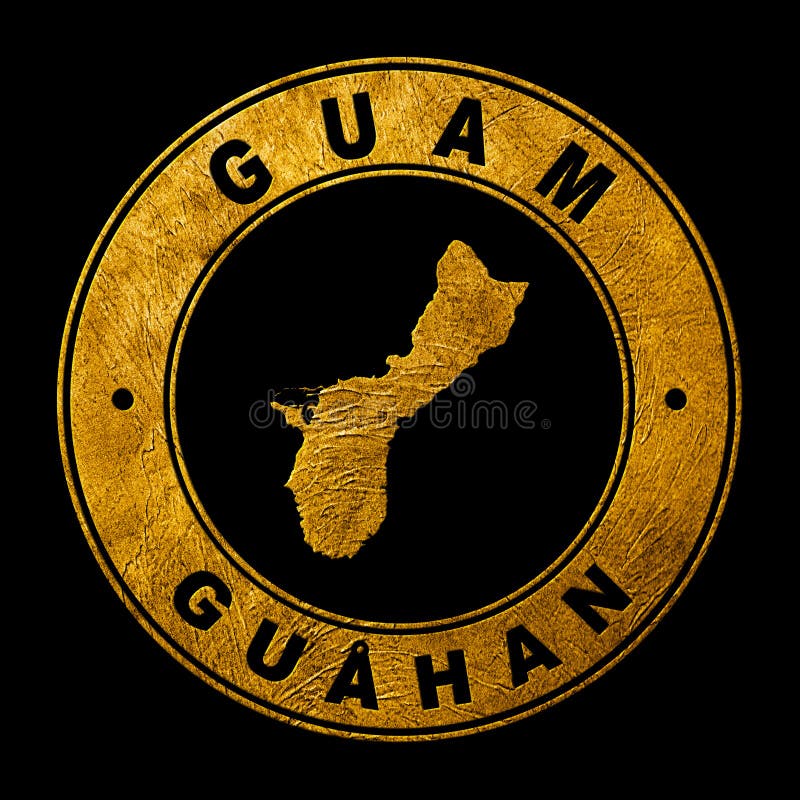 Gold Emblem of Guam Map stock illustration. Illustration of luxury ...