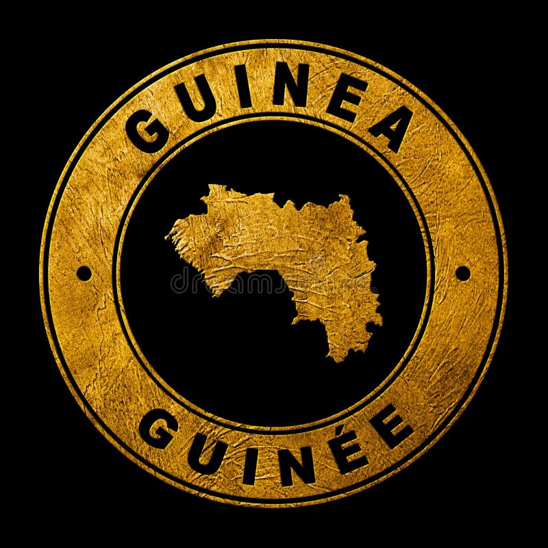 Gold Emblem of Guinea Map stock illustration. Illustration of country ...