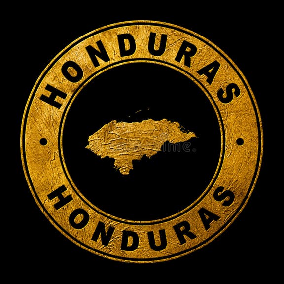 Gold Emblem of Honduras Map Stock Illustration - Illustration of icon ...
