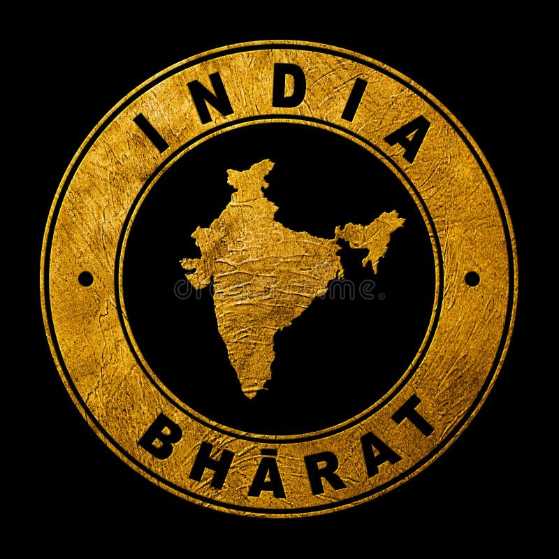 Gold Emblem of India Map stock illustration. Illustration of continent ...