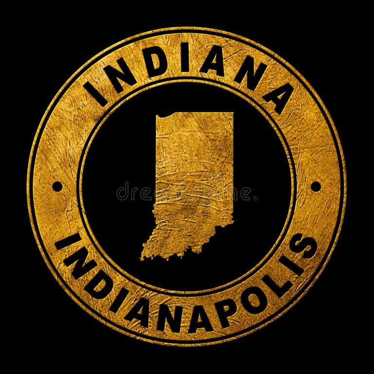 Gold Emblem of Indiana Map stock illustration. Illustration of emblem ...