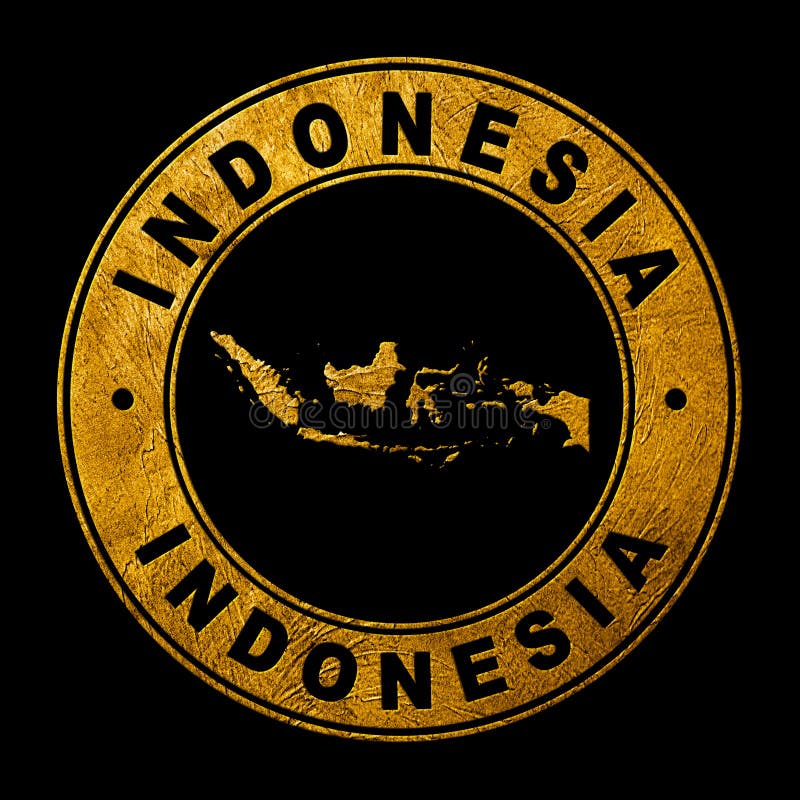 Gold Emblem of Indonesia Map Stock Illustration - Illustration of asian ...