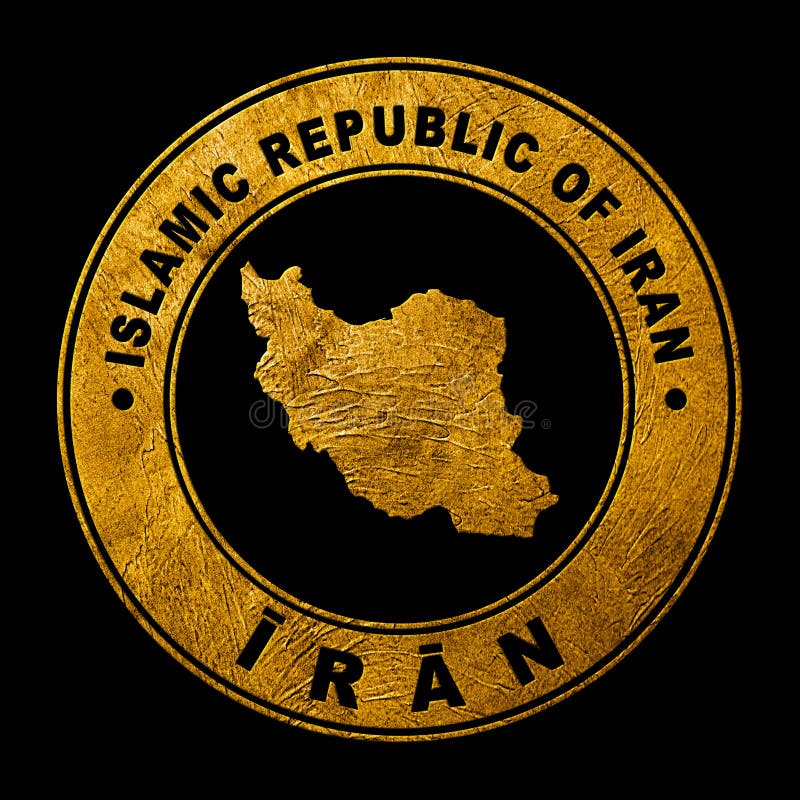 Gold Emblem of Iran Map stock illustration. Illustration of world ...