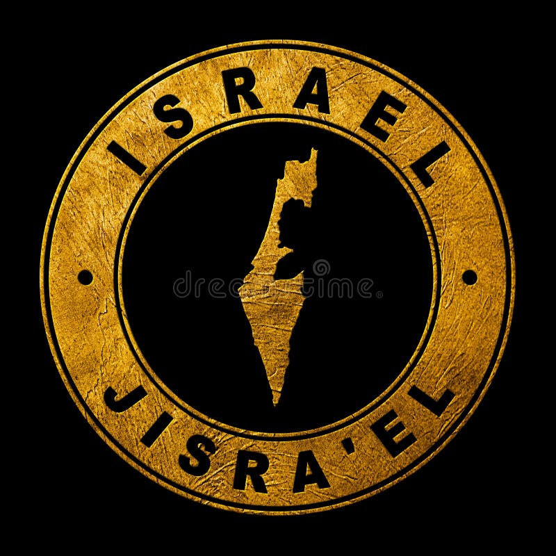 Gold Emblem of Israel Map stock illustration. Illustration of world ...