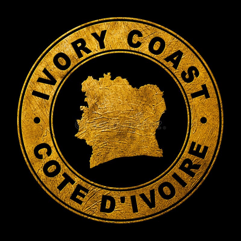 Gold Emblem of Ivory Coast Map Stock Illustration - Illustration of ...