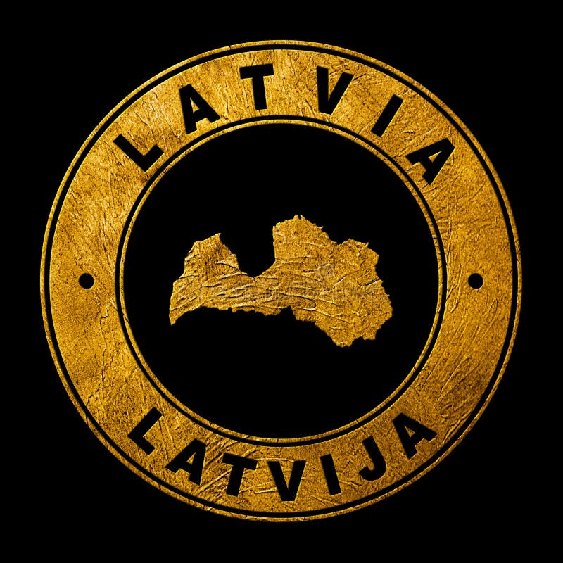 Gold Emblem of Latvia Map stock illustration. Illustration of banner ...