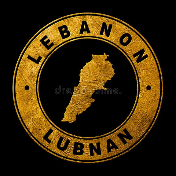 Gold Emblem of Lebanon Map stock illustration. Illustration of wealth ...