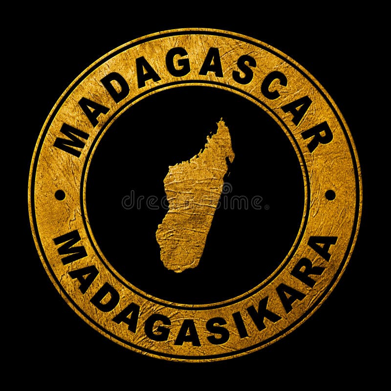 Gold Emblem of Madagascar Map Stock Illustration - Illustration of gold ...