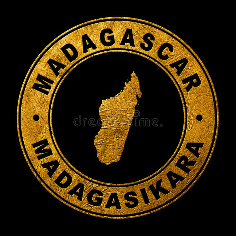Gold Emblem of Madagascar Map Stock Illustration - Illustration of gold ...