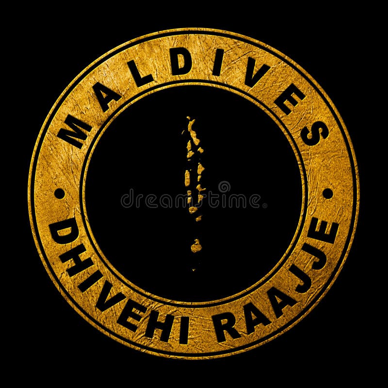 Gold Emblem of Maldives Map Stock Illustration - Illustration of ...