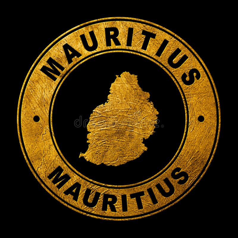 Gold Emblem of Mauritius Map Stock Illustration - Illustration of label ...