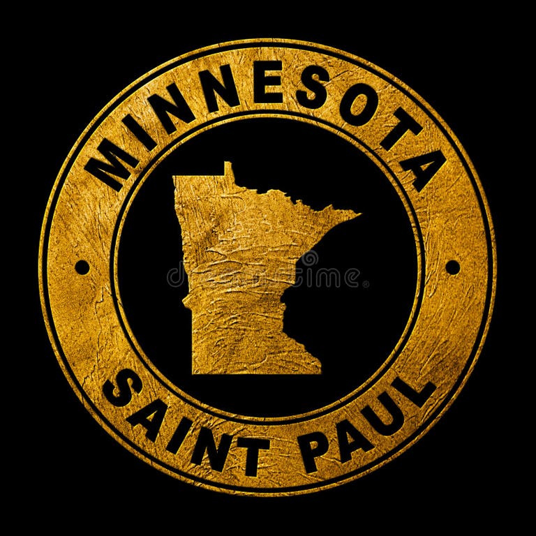 Gold Emblem of Minnesota Map Stock Illustration - Illustration of ...