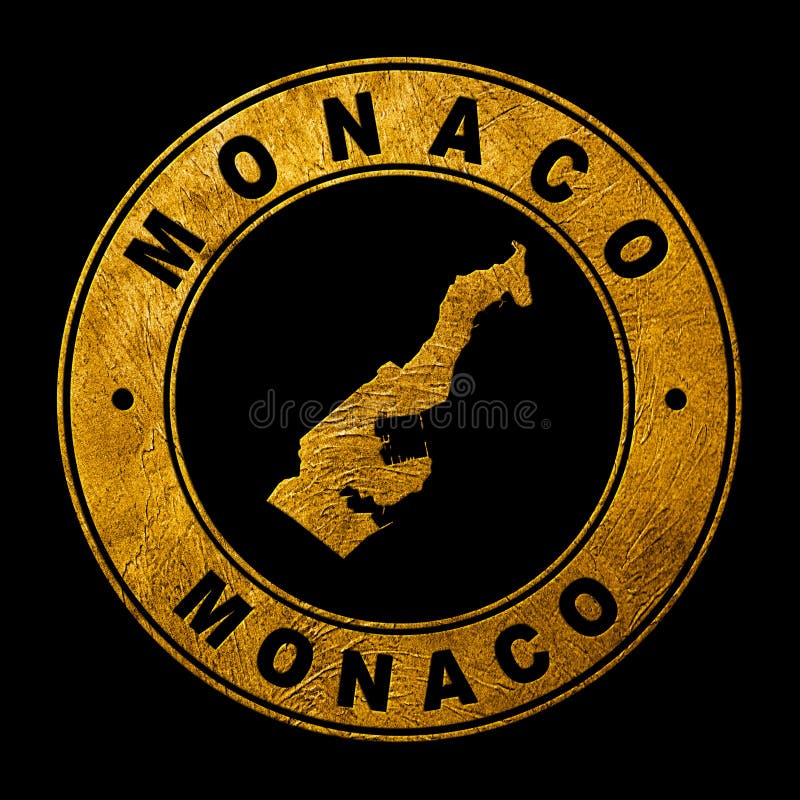 Gold Emblem of Monaco Map stock illustration. Illustration of golden ...
