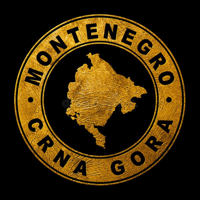 Gold Emblem of Montenegro Map Stock Illustration - Illustration of ...