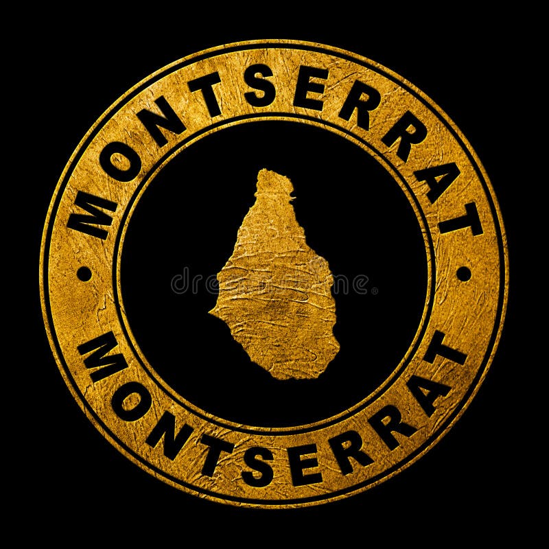 Gold Emblem of Montserrat Map Stock Illustration - Illustration of ...