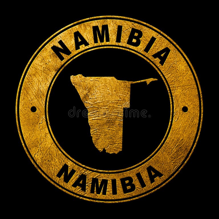 Gold Emblem of Namibia Map stock illustration. Illustration of ...