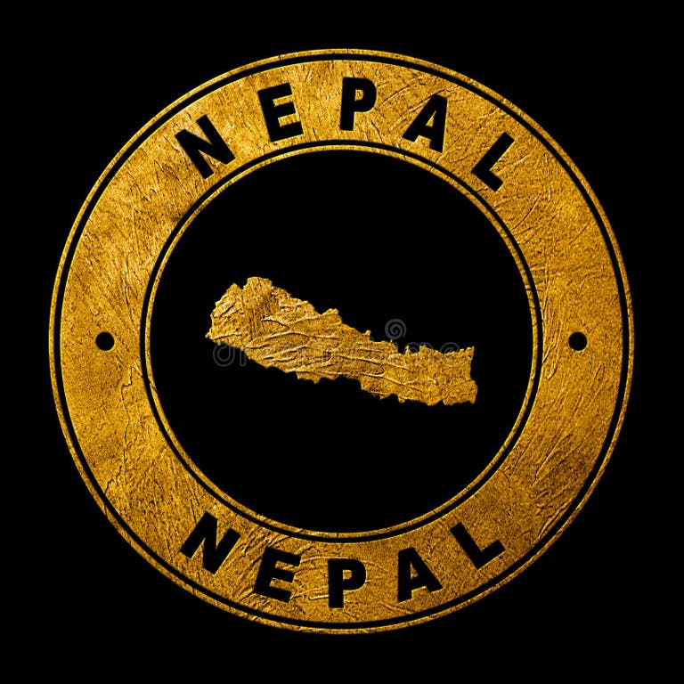 Gold Emblem of Nepal Map stock illustration. Illustration of edition ...