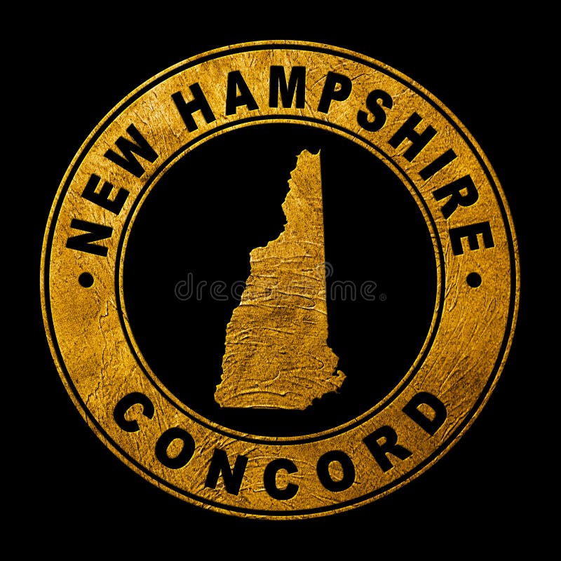 Gold Emblem of New Hampshire Map Stock Illustration - Illustration of ...