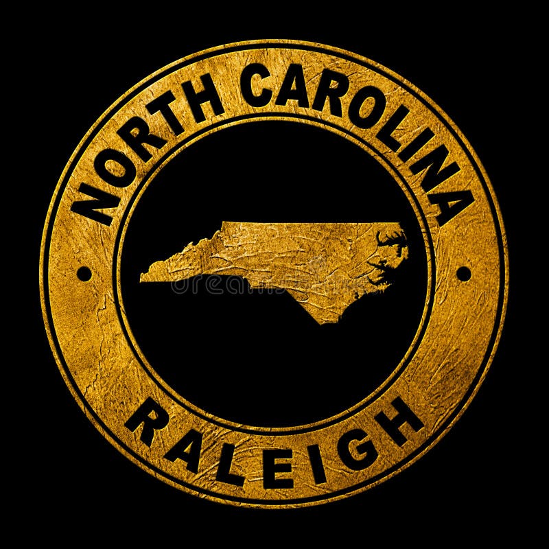 Gold Emblem of North Carolina Map Stock Illustration - Illustration of ...
