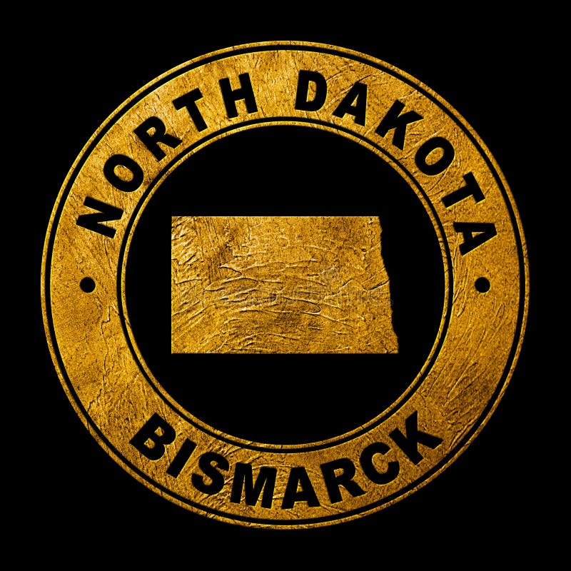Gold Emblem of North Dakota Map Stock Illustration - Illustration of ...