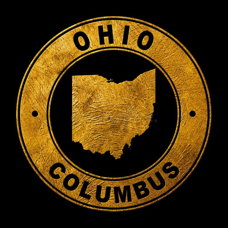 Gold Emblem of Ohio Map stock illustration. Illustration of luxury ...