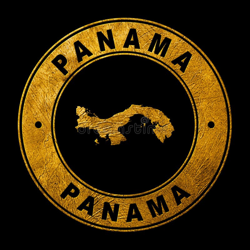 Gold Emblem of Panama Map stock illustration. Illustration of insignia ...