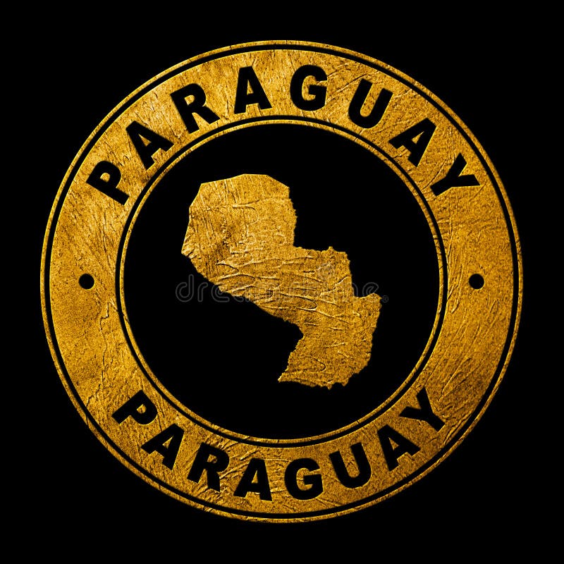 Gold Emblem of Paraguay Map Stock Illustration - Illustration of golden ...