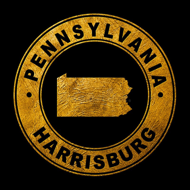 Gold Emblem of Pennsylvania Map Stock Illustration - Illustration of ...