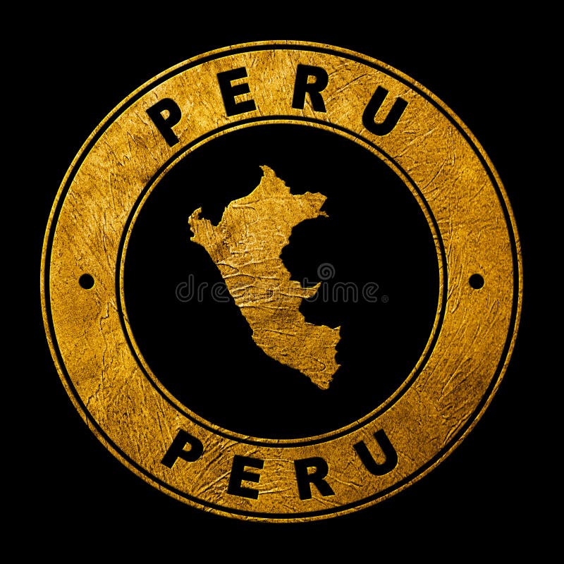 Gold Emblem of Peru Map stock illustration. Illustration of decorative ...