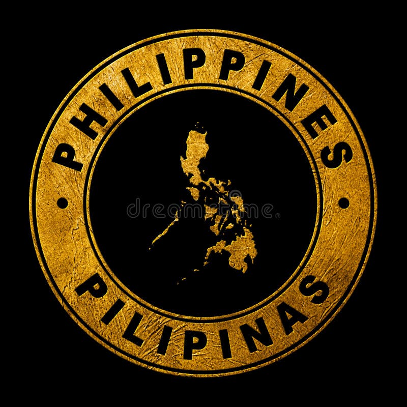 Gold Emblem of Philippines Map Stock Illustration - Illustration of ...
