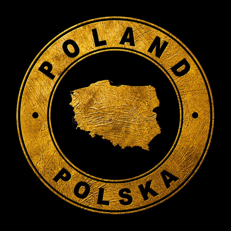 Gold Emblem of Poland Map stock illustration. Illustration of symbol ...