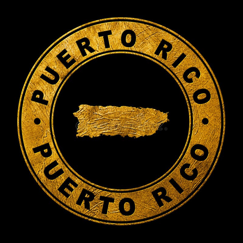 Gold Emblem of Puerto Rico Map Stock Illustration - Illustration of ...