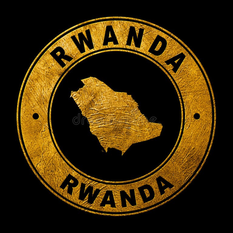 Gold Emblem of Rwanda Map stock illustration. Illustration of vintage ...
