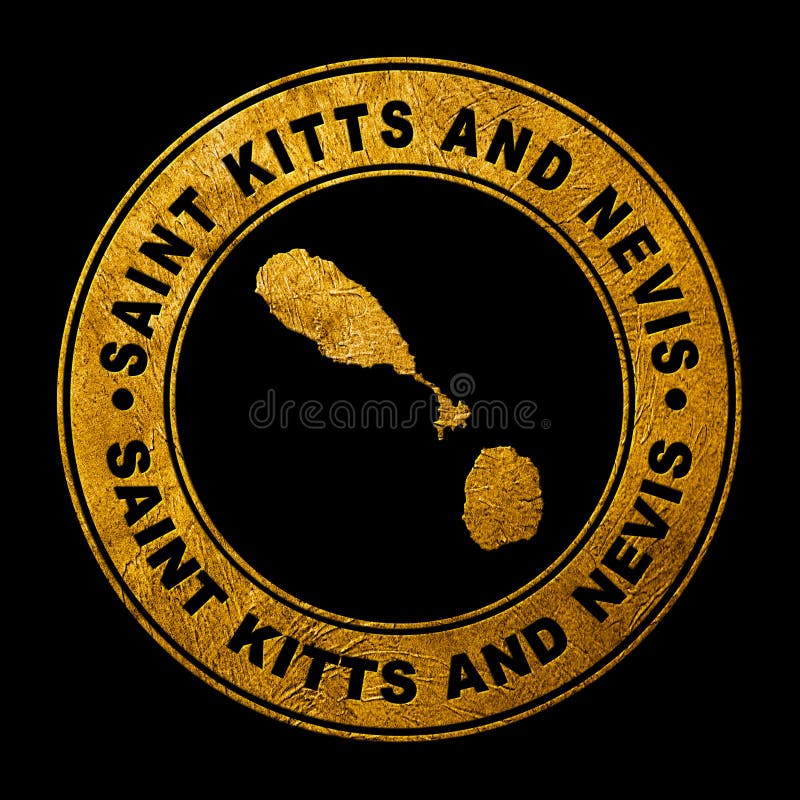 Gold Emblem of Saint Kitts and Nevis Map Stock Illustration ...