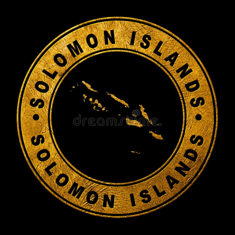 Gold Emblem of Solomon Islands Map Stock Illustration - Illustration of ...