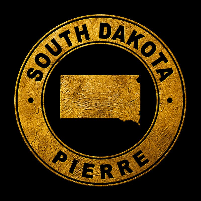 Gold Emblem of South Dakota Map Stock Illustration - Illustration of ...