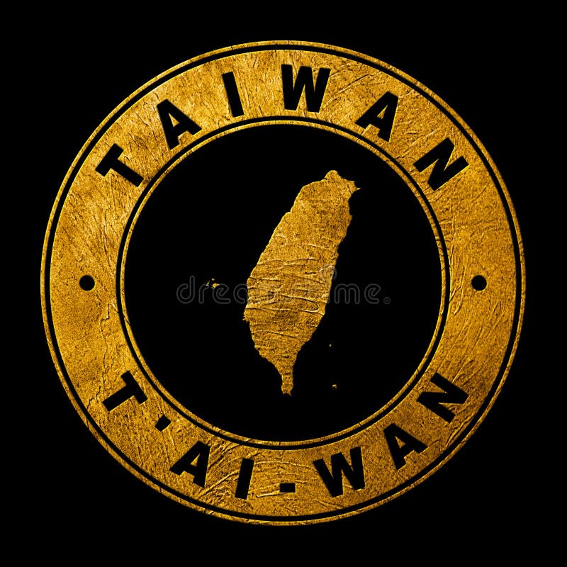 Gold Emblem of Taiwan Map stock illustration. Illustration of banner ...