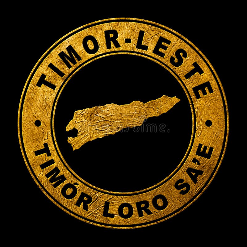 Gold Emblem of Timor Leste Map Stock Illustration - Illustration of ...