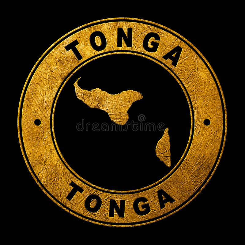 Gold Emblem of Tonga Map stock illustration. Illustration of label ...