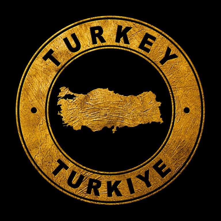 Gold Emblem of Turkey Map stock illustration. Illustration of republic ...